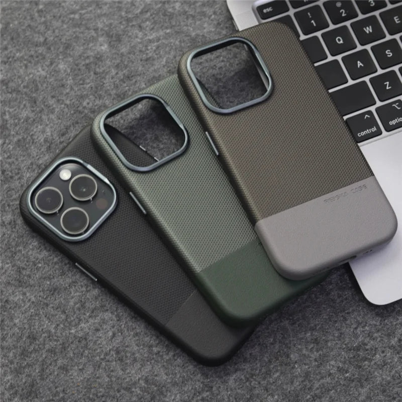 Luxury Hit Color Alloy Lens Shockproof MagSafe Leather Phone Case For ...